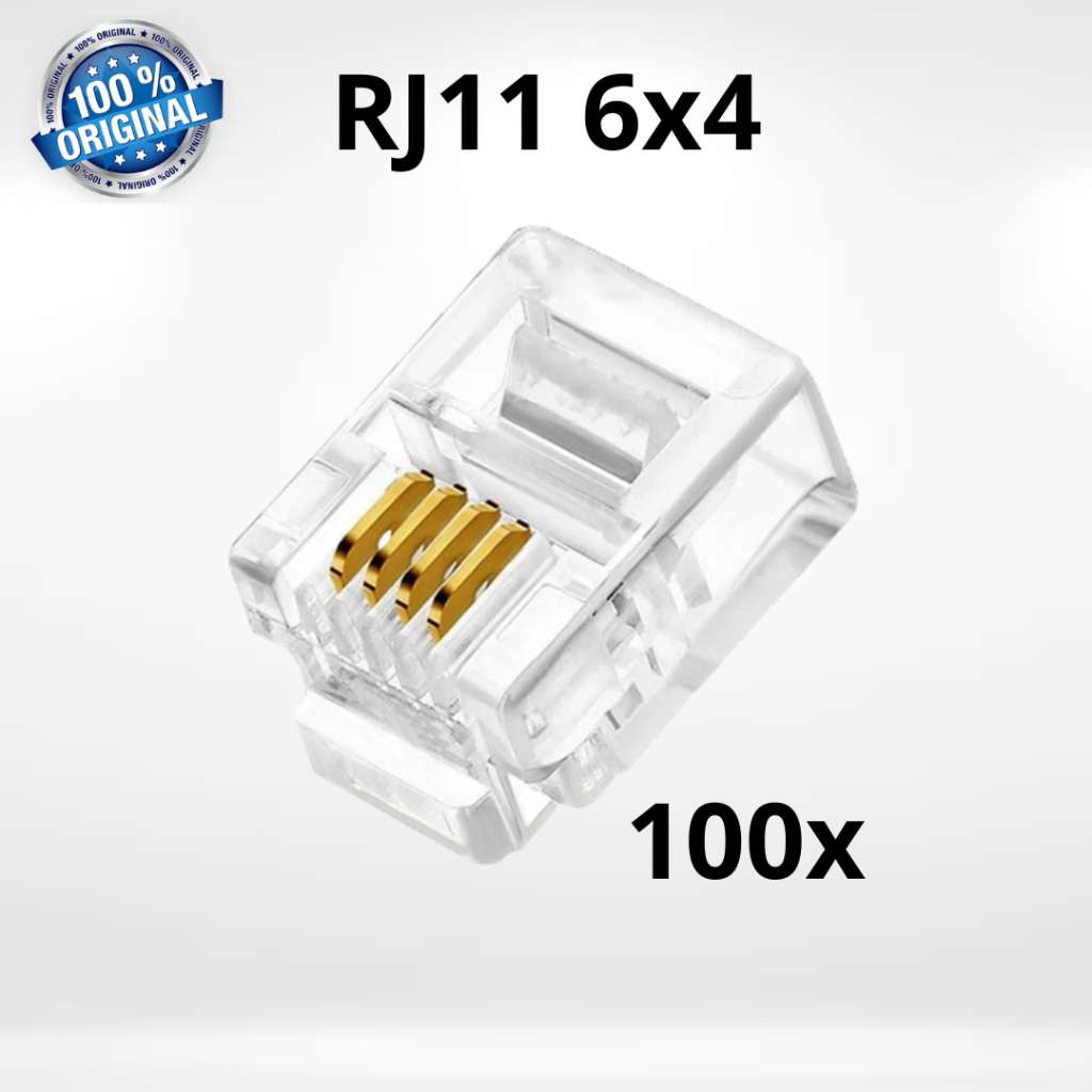100 unidades RJ11 6x4 Plug Modular RJ11 6 x 4 vias PabX | Shopee Brasil