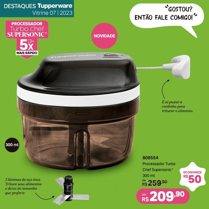 Processador Turbo Chef Supersonic 300 ml Tupperware | Shopee Brasil