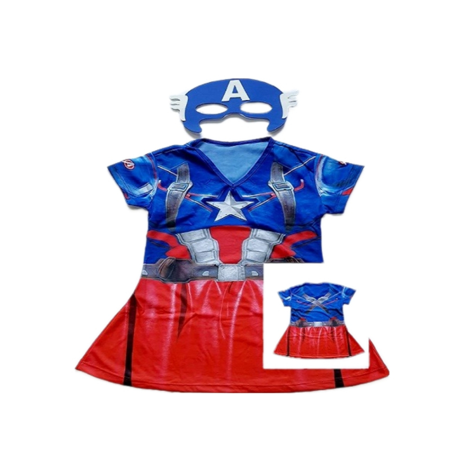 Fantasia Roupa Infantil Vestido Capitão América Com Máscara | Shopee Brasil