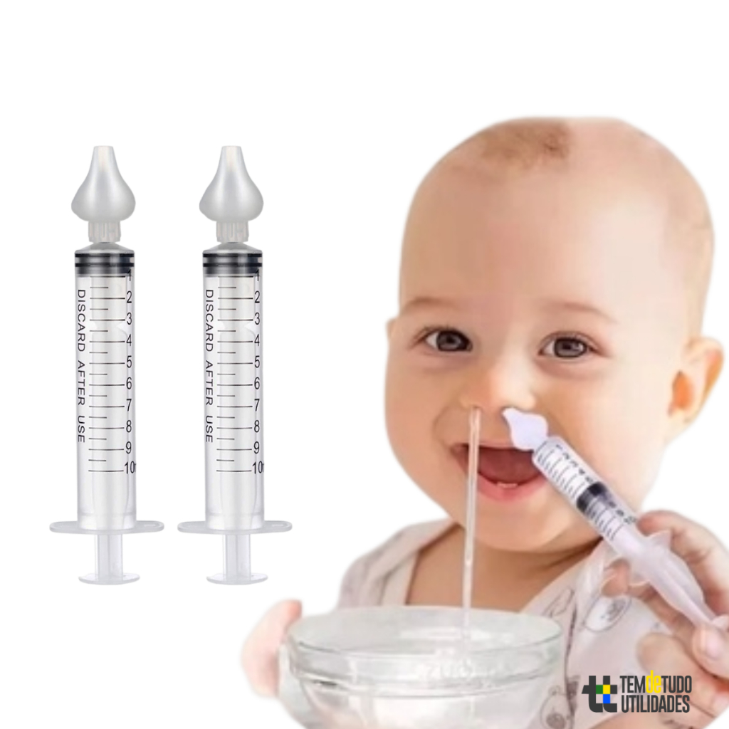 Kit 2 Seringa Nasal Infantil Limpeza Nasal e Higienização C/ Ponta de ...