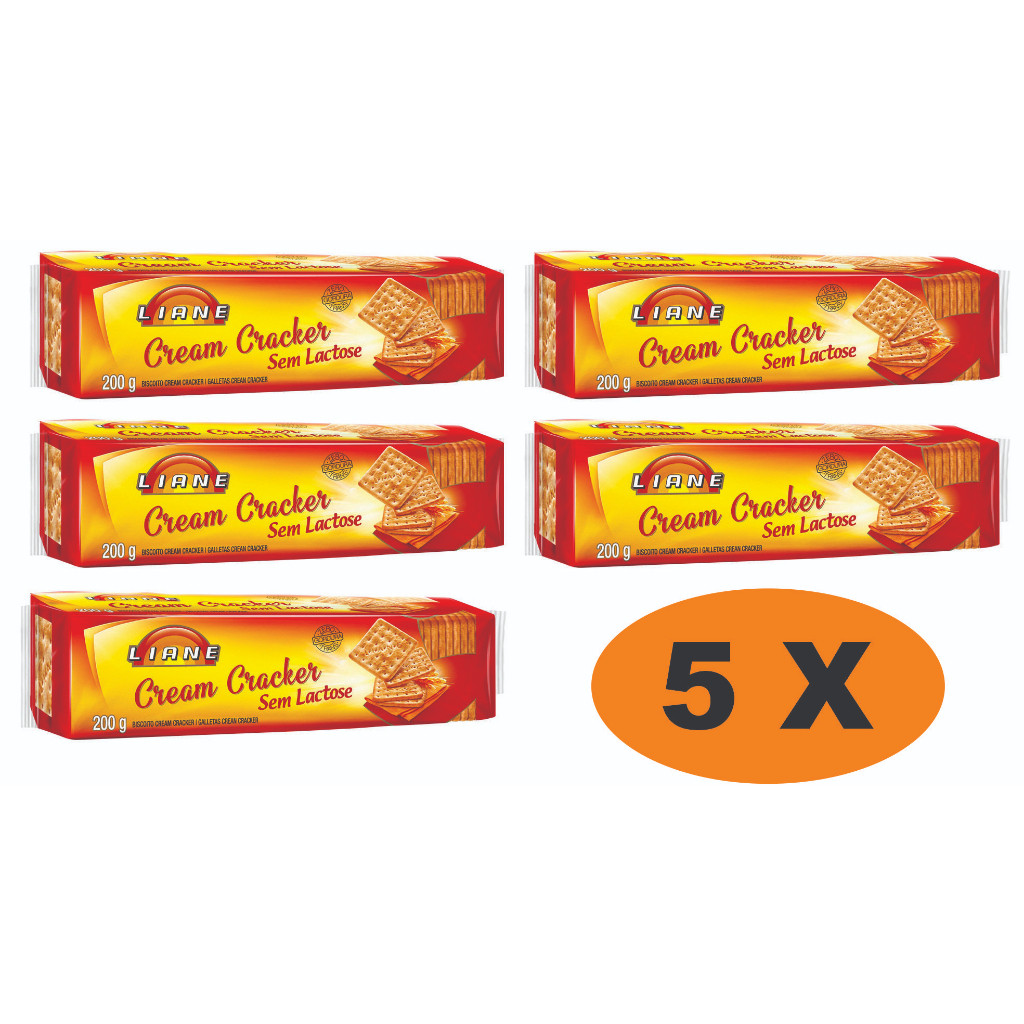 KIT COM 5 PACOTES DE BISCOITO CREAM CRACKER LIANE 200G ZERO LEITE ...