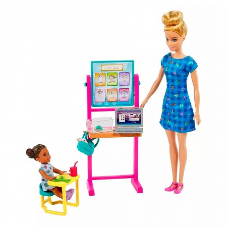 Boneca Barbie - Profissões - Barbie Professora - Vestido Azul - Mattel ...