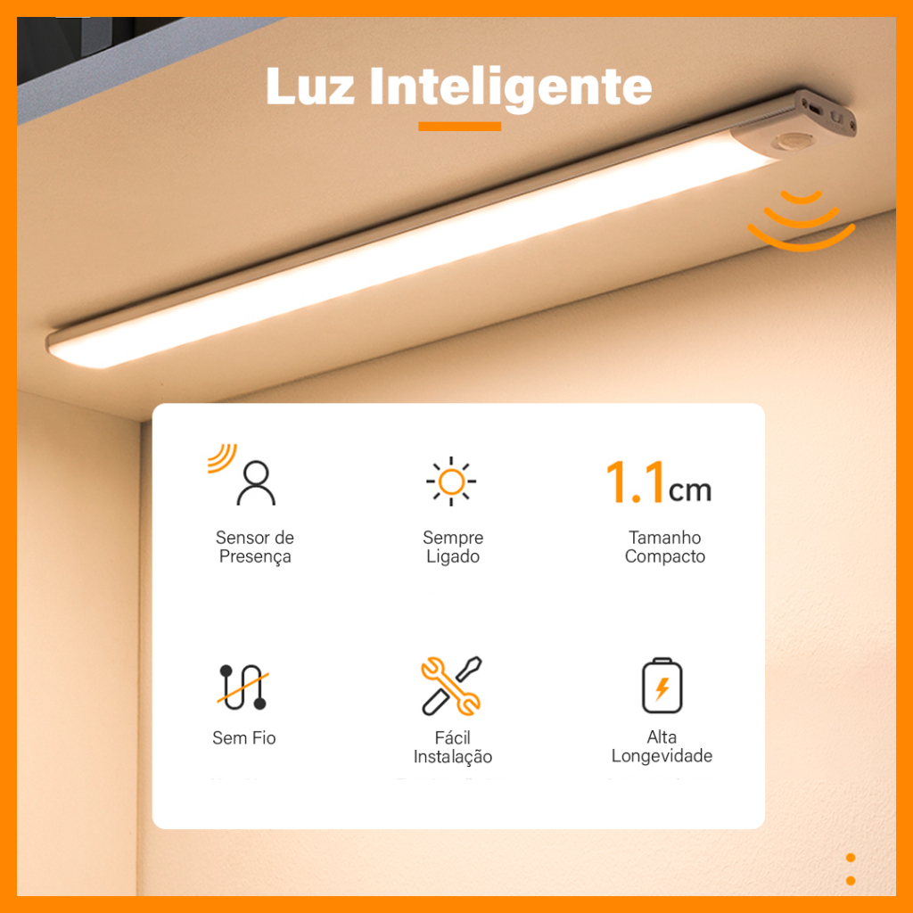 Luminaria Sensor De Presença e Movimento Led Luz Noturna Inteligente ...
