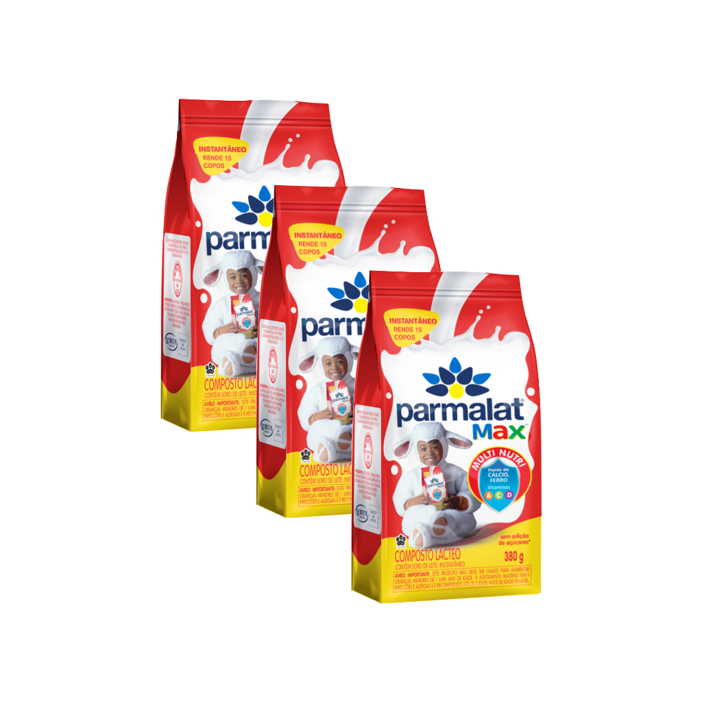 Composto Lácteo Parmalat Max Pacote 380g - 3 Unidades | Shopee Brasil