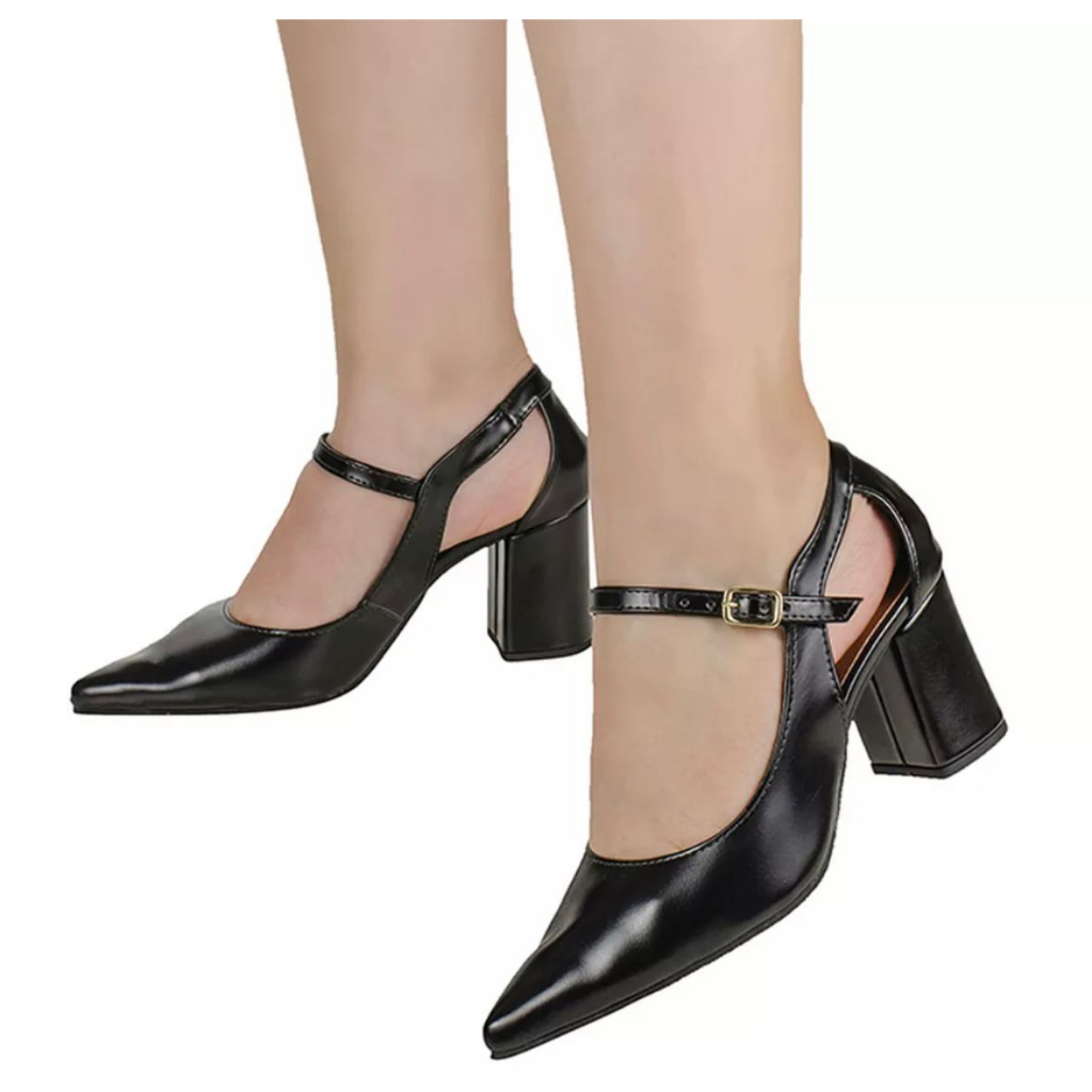 Sapato Feminino Fechado Social Bico Fino Salto Alto Moderno Festa ...