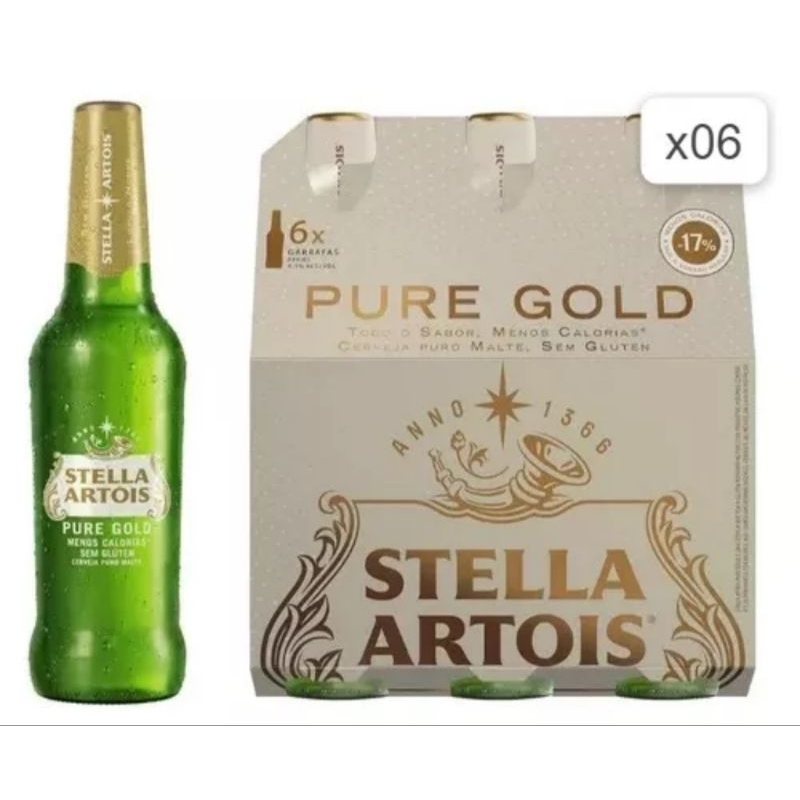 Cerveja Stella Sem Glúten Gold Low Carb kit com 6 unidades 330ML ...