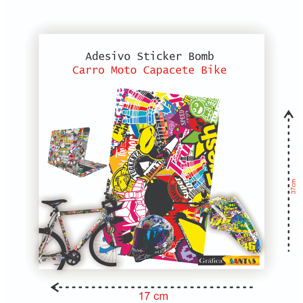 Adesivo Sticker Bomb Personalizados Carro Moto Bike Motocross | Shopee ...
