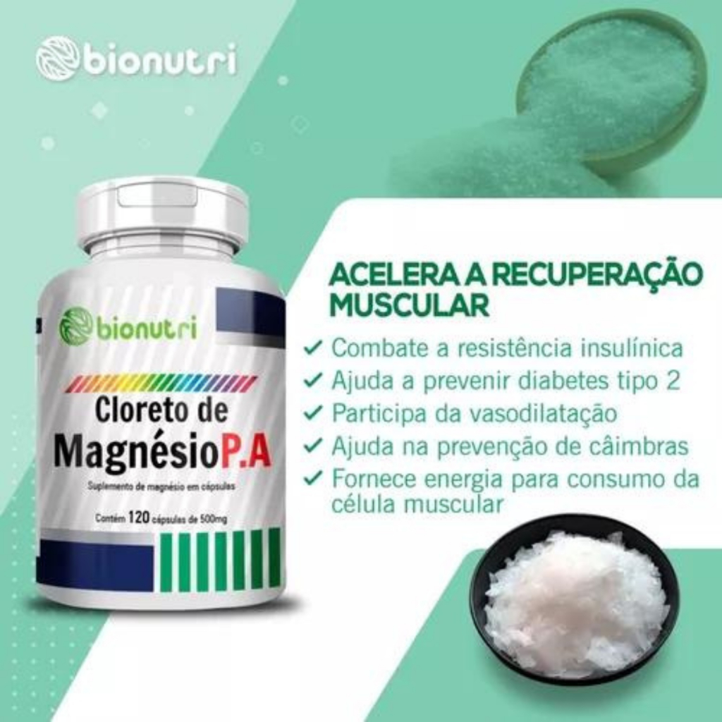 Cloreto de Magnesio P.A Puro 500mg 120 Cáps Energia e Desempenho Fisico | Shopee Brasil