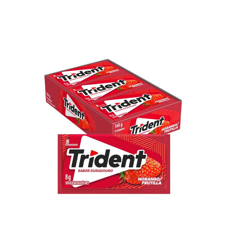 Chiclete Trident Caixa C/ 21un Morango | Shopee Brasil