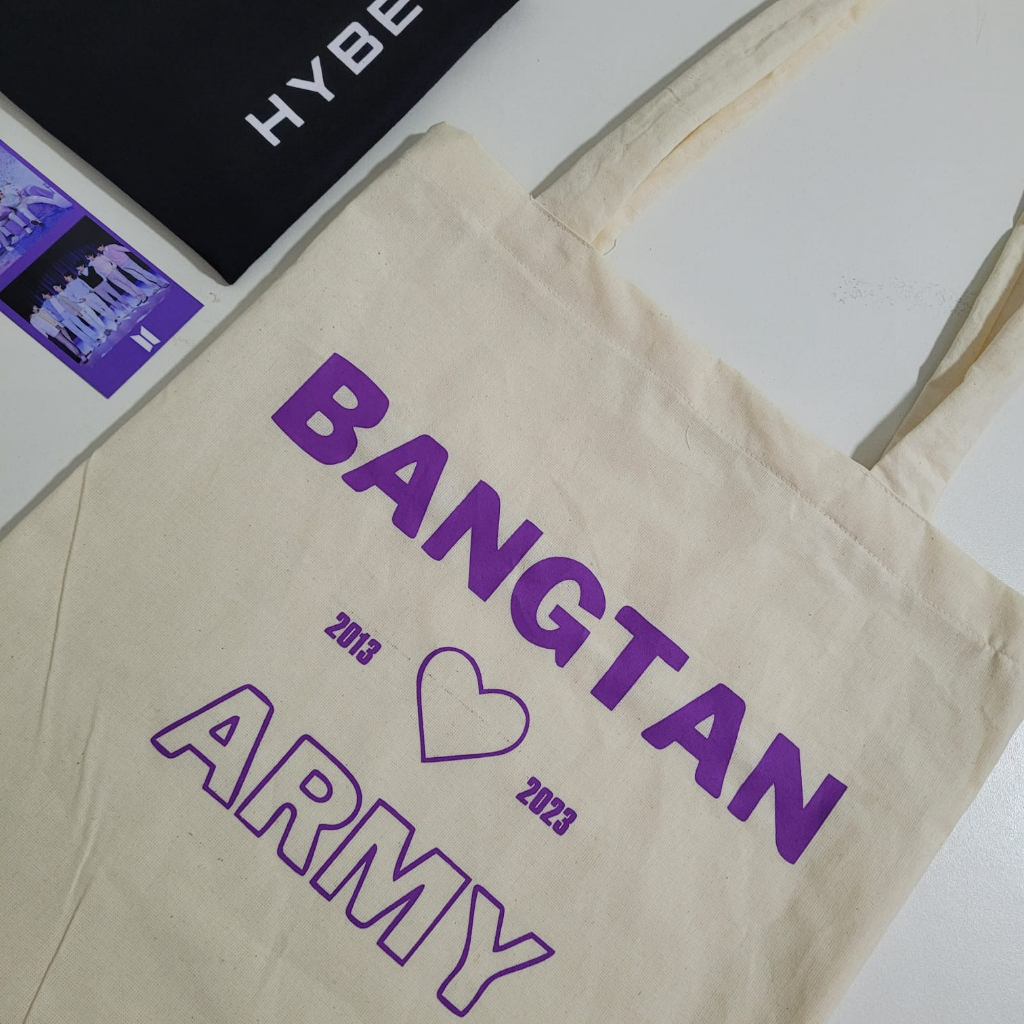 EcoBag Bolsa Sacola BTS x ARMY Kpop Unissex Personalizado Tecido Algodão Cru | Shopee Brasil