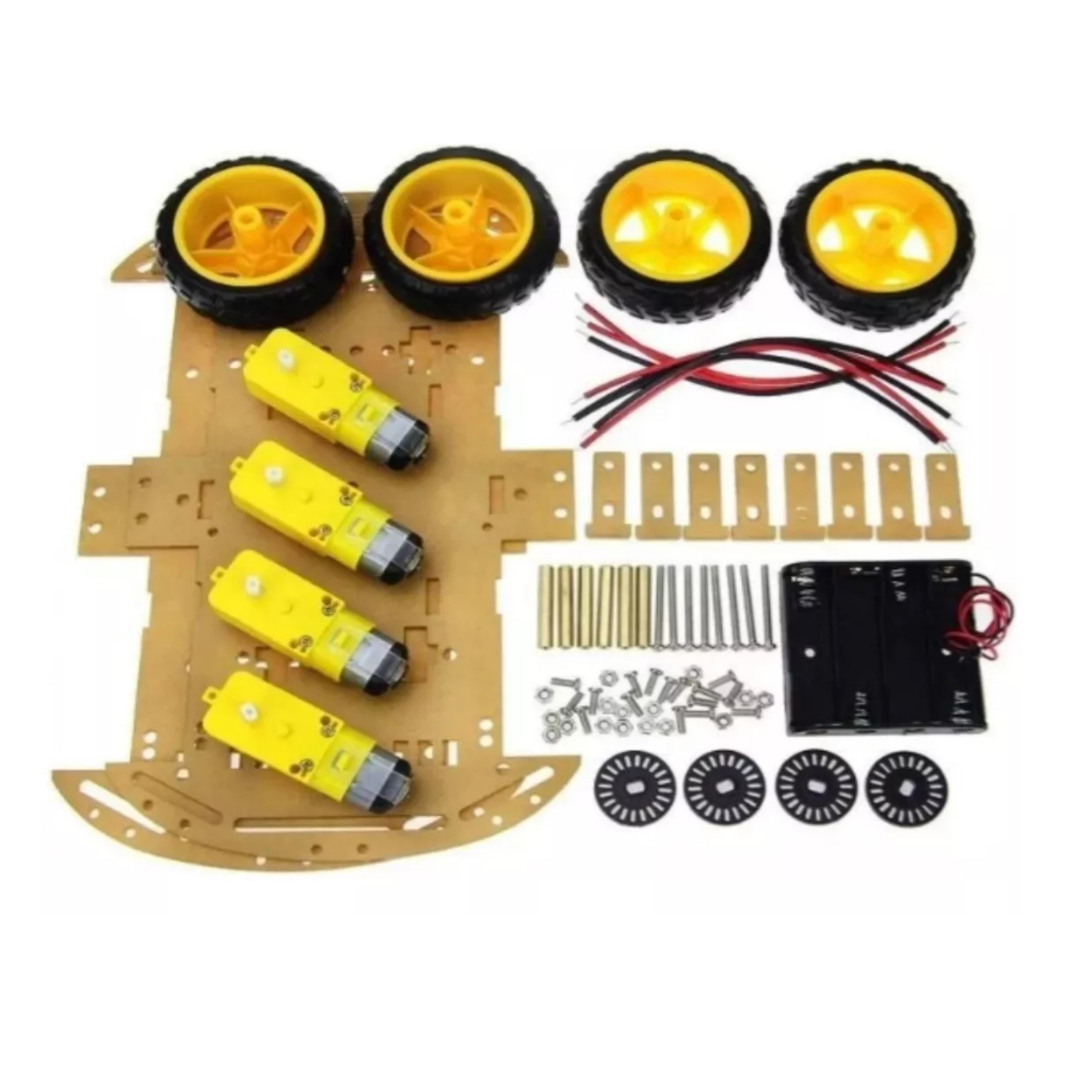 Kit Chassi Duplo 4wd 4 Rodas Robótica Carro Robô Arduino | Shopee Brasil