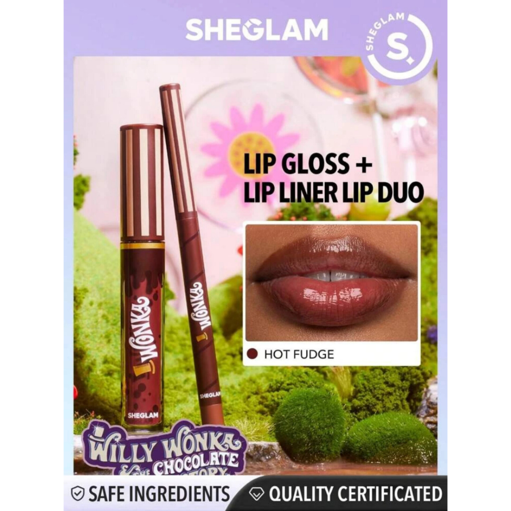 SHEGLAM Willy Wonka Lip Gloss + Lip Linear Lip Duo Lábios Leite ...