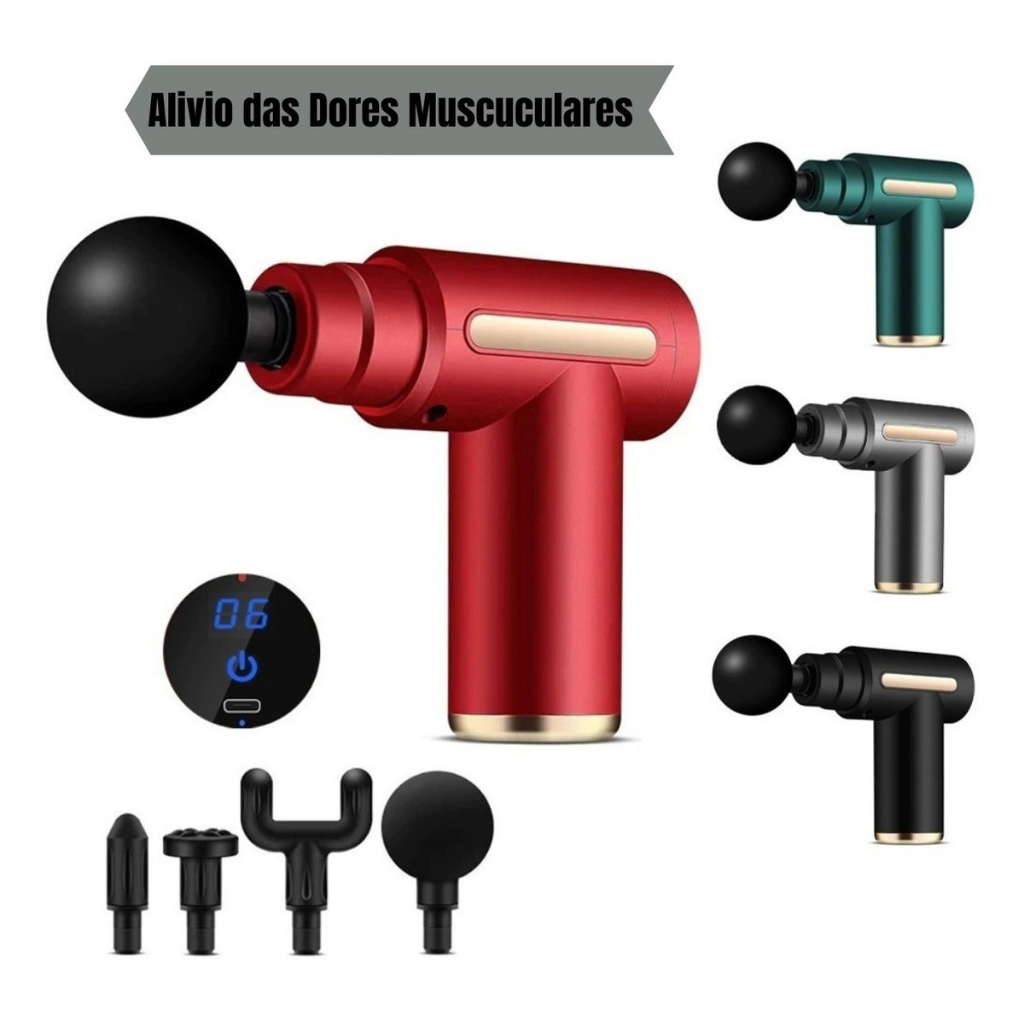Pistola Massageadora Elétrico Profissional Muscular Recarregável Linha Premium Fascial Gun ...