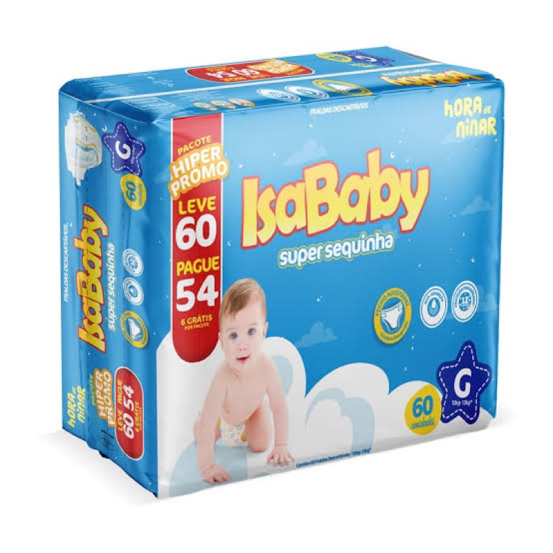 FRALDA ISABABY G COM 60UNIDADES | Shopee Brasil
