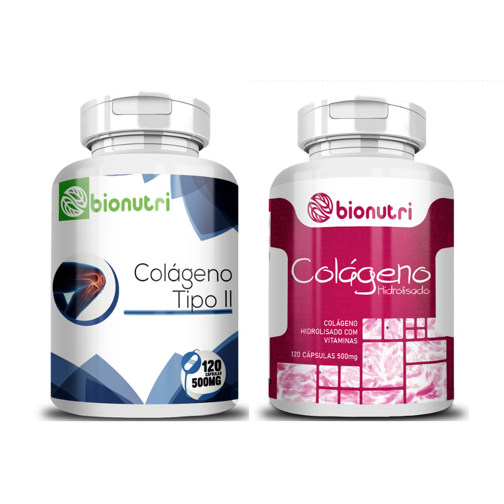 Kit Colágeno Tipo 2 + Colágeno Hidrolisado 120 Cápsulas Cada Pote ...