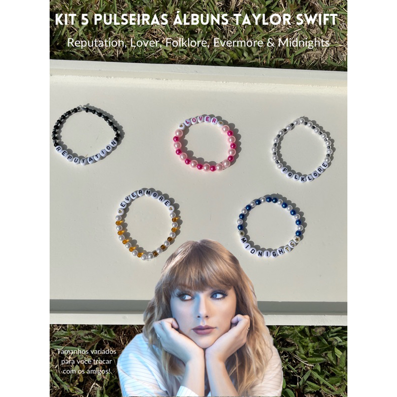 Kit 5 pulseiras álbuns Taylor Swift (KIT ÚNICO) | Shopee Brasil