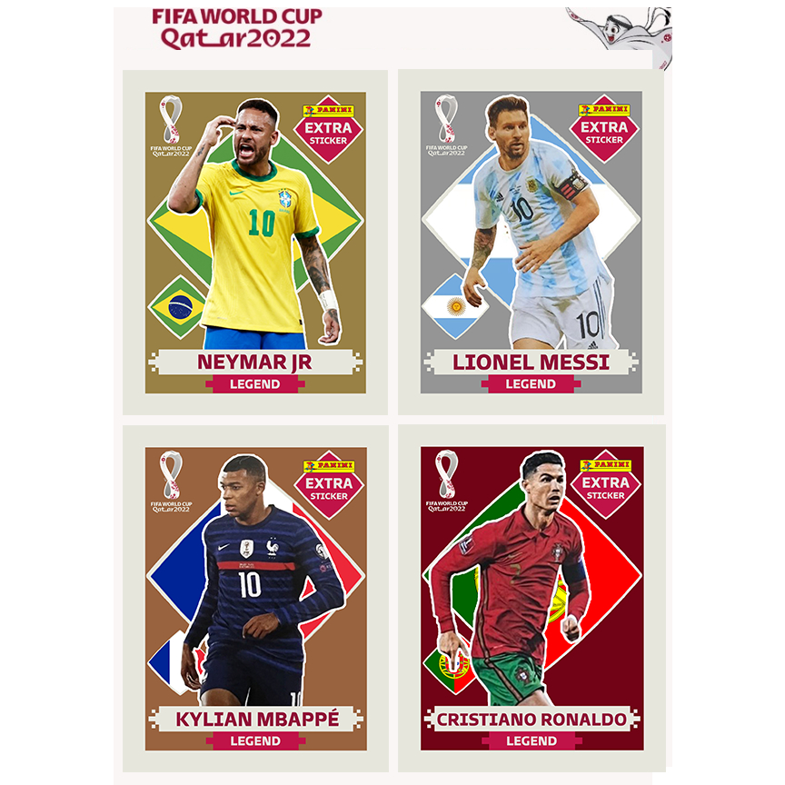 Pack Com 4 Figurinhas Extra Legend Mistas Copa Do Mundo 2022 Shopee