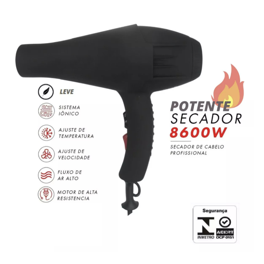 Secador De Cabelos Profissional Alta Potencia 6000w Voltagem 110V ...