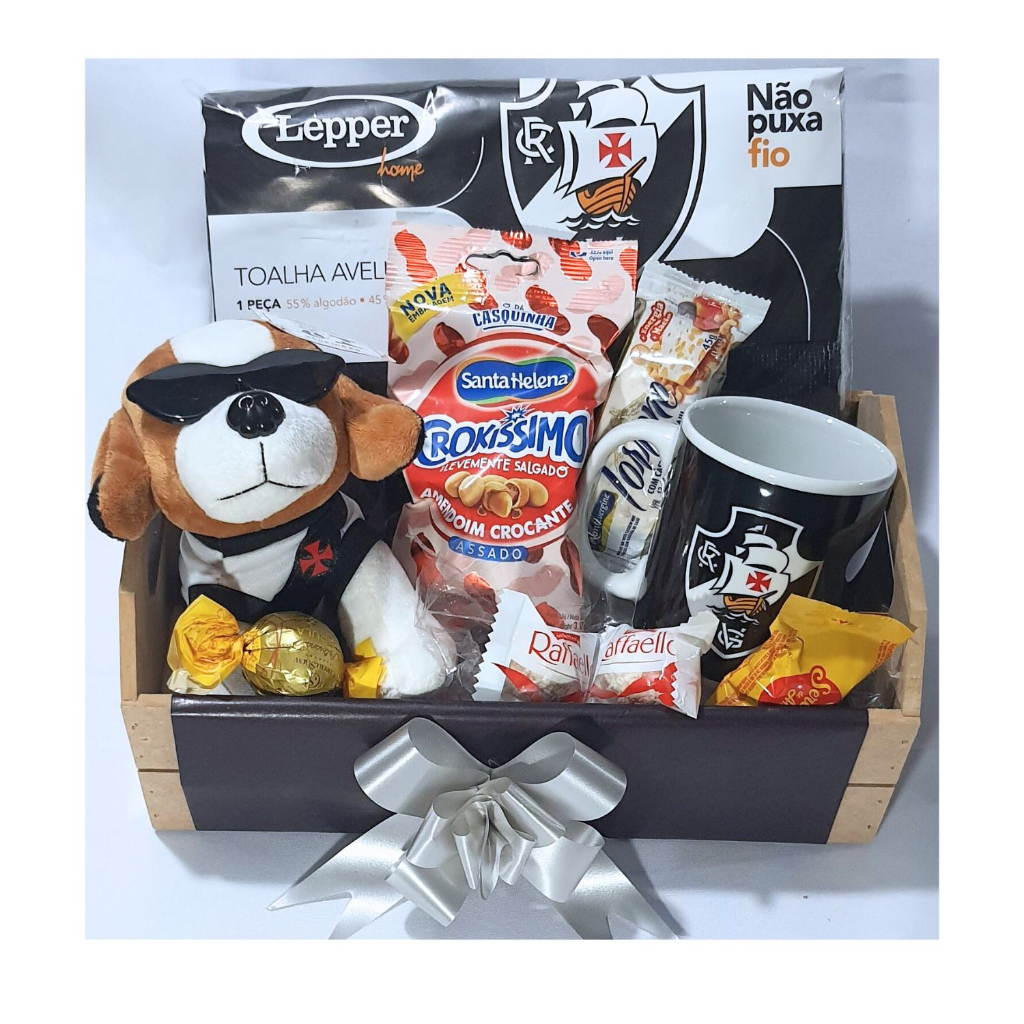 Cesta Vasco Chocolates Urso Caneca Toalha Presente | Shopee Brasil