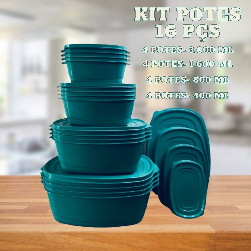 Kit Potes Herméticos Para Cozinha 16 peças | Shopee Brasil