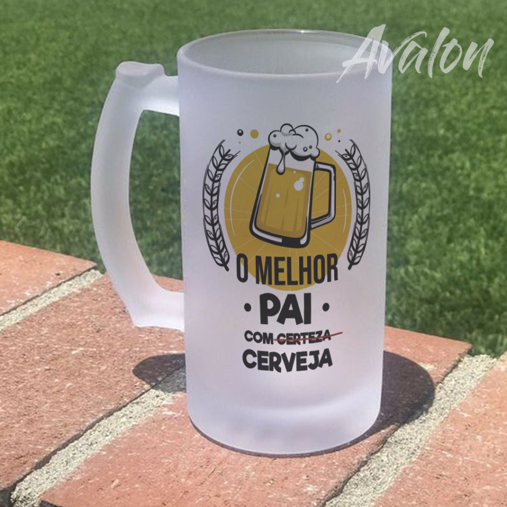 Caneca de Chopp de Vidro Jateado Personalizada de 475 ml Tema O Melhor Pai com Cerveja | Shopee ...
