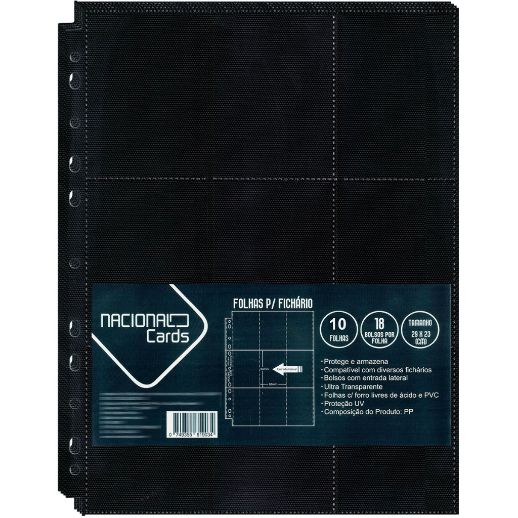 Nacional Cards 10 Folhas Fichário Preto 18 Bolsos Yugioh Magic Pokemon ...