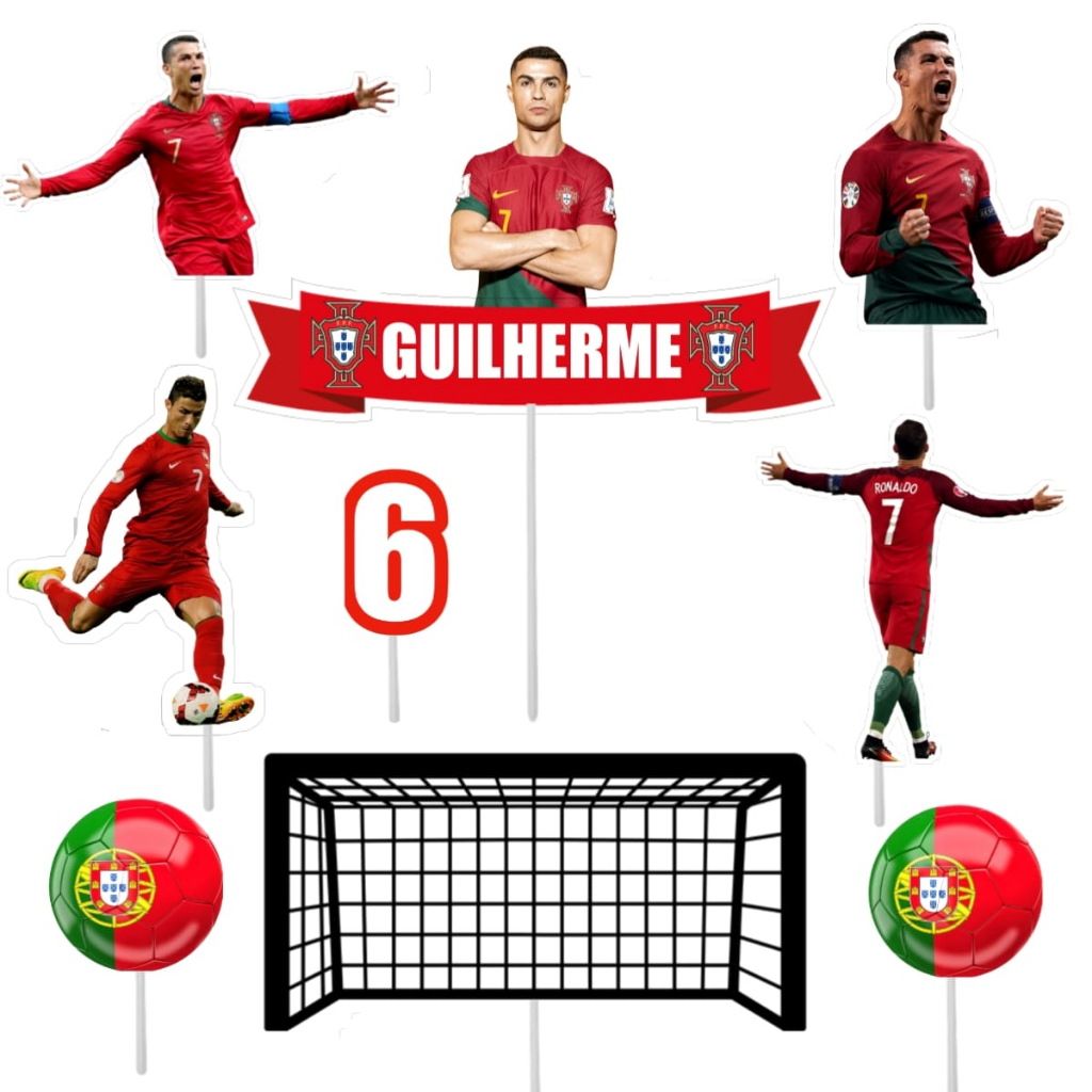 Topo Topper Decoração De Bolo Enfeite Cristiano Ronaldo CR7 | Shopee Brasil