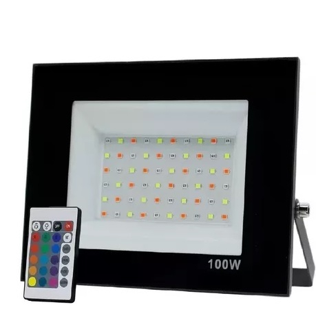 Refletor Led Holofote 100w Bivolt RGB Colorido + Controle | Shopee Brasil