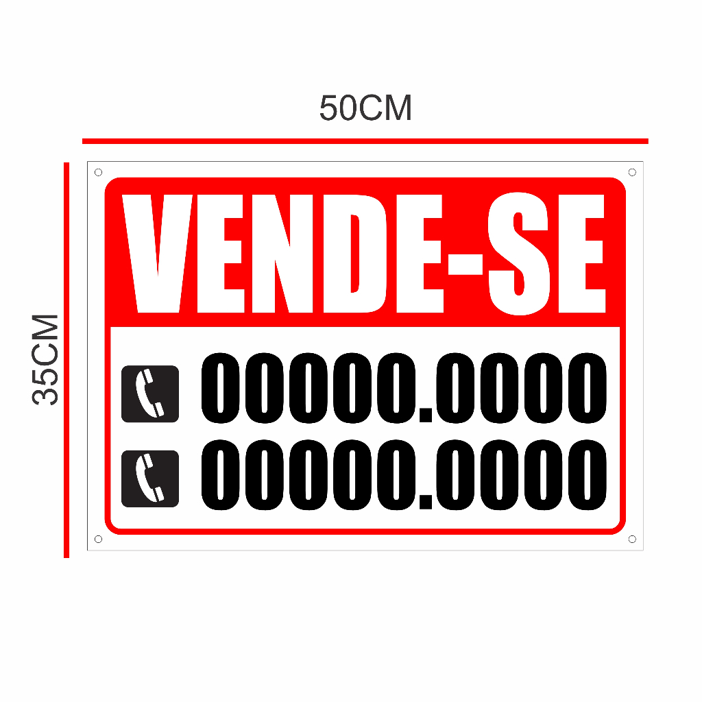 Placa Vende-se Pvc 2mm - 50x35cm com 4 furos - Vendo | Shopee Brasil