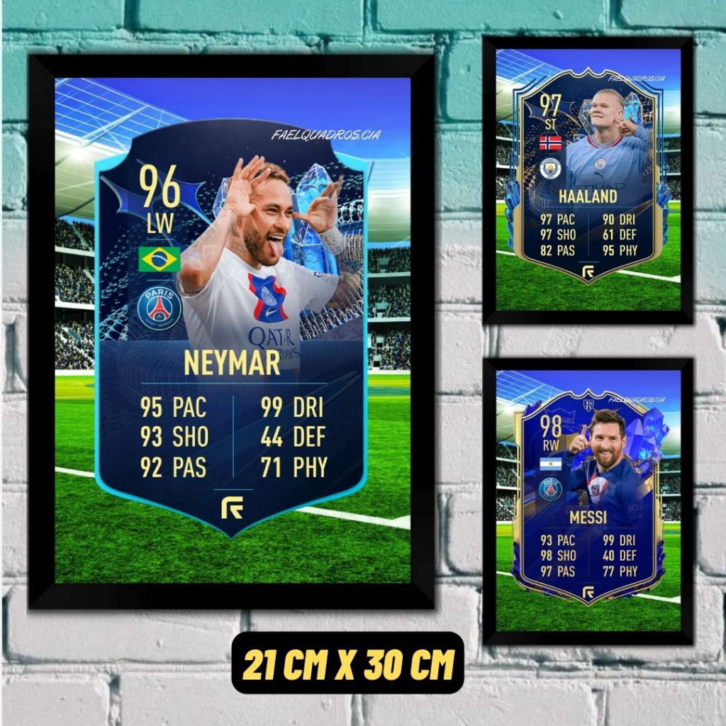 QUADRO DECORATIVO - CARD FIFA, FIFA23, NEYMAR, MESSI, CR7, GAME ...