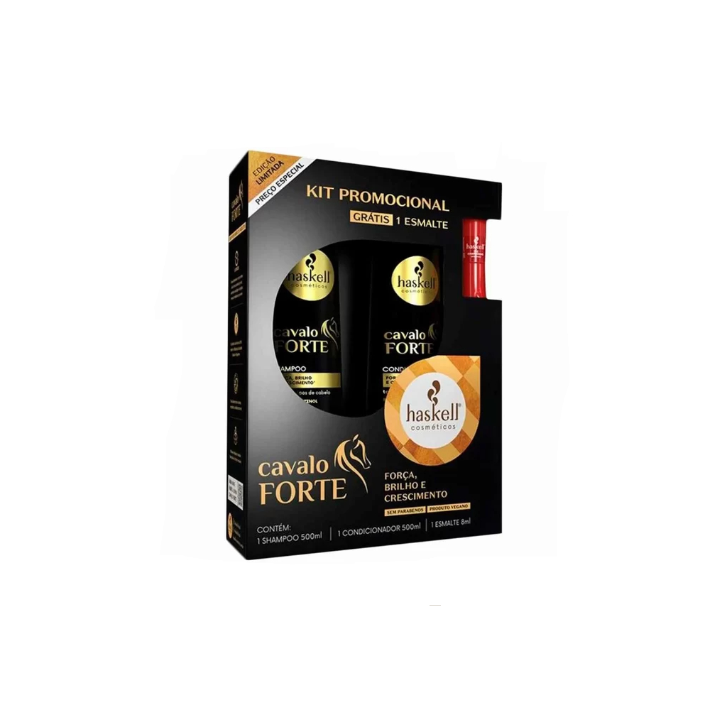 KIT PROMOCIONAL HASKELL CAVALO FORTE SHAMPOO E CONDICIONADOR 500ML | Shopee Brasil