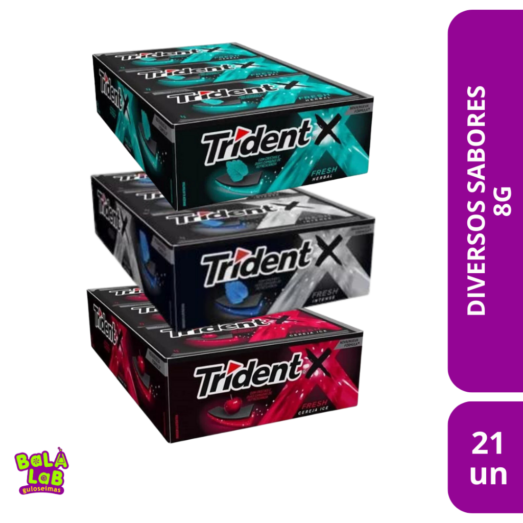 Trident X Fresh Diversos Sabores (display com 21 unidades de 8g cada) | Shopee Brasil