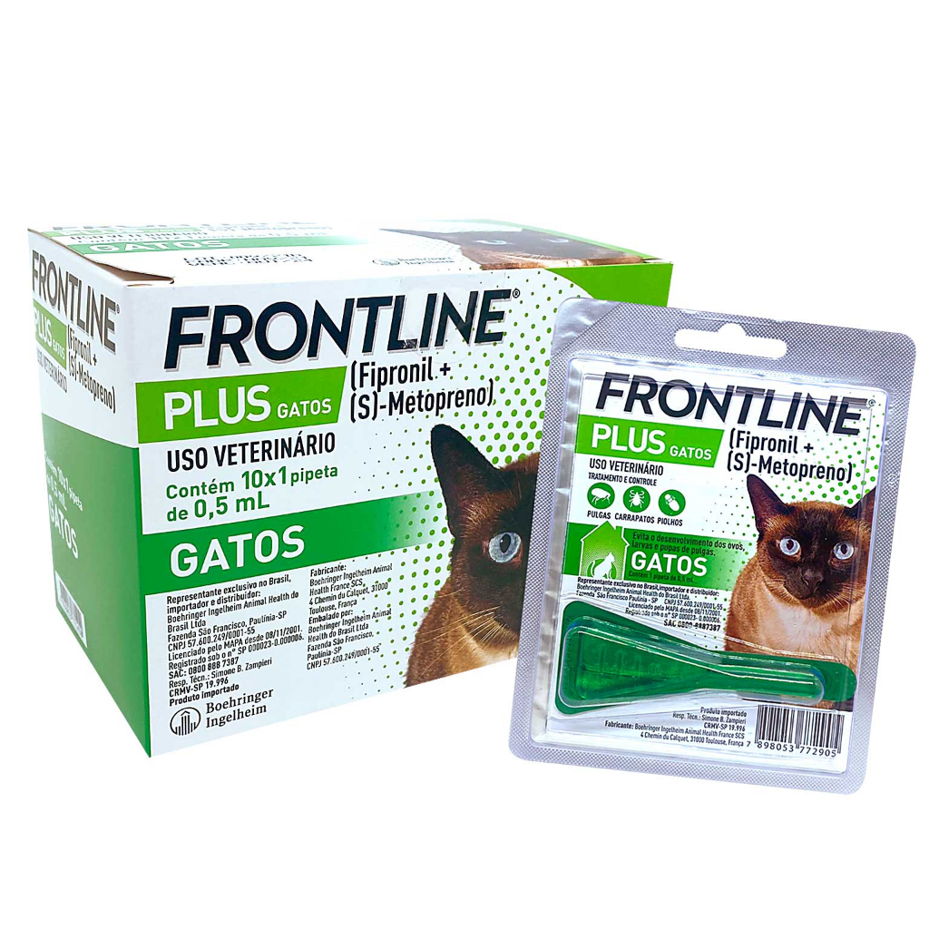 Kit 10 Frontline Plus Gato Pipeta Pulga Carrapato Fipronil | Shopee Brasil
