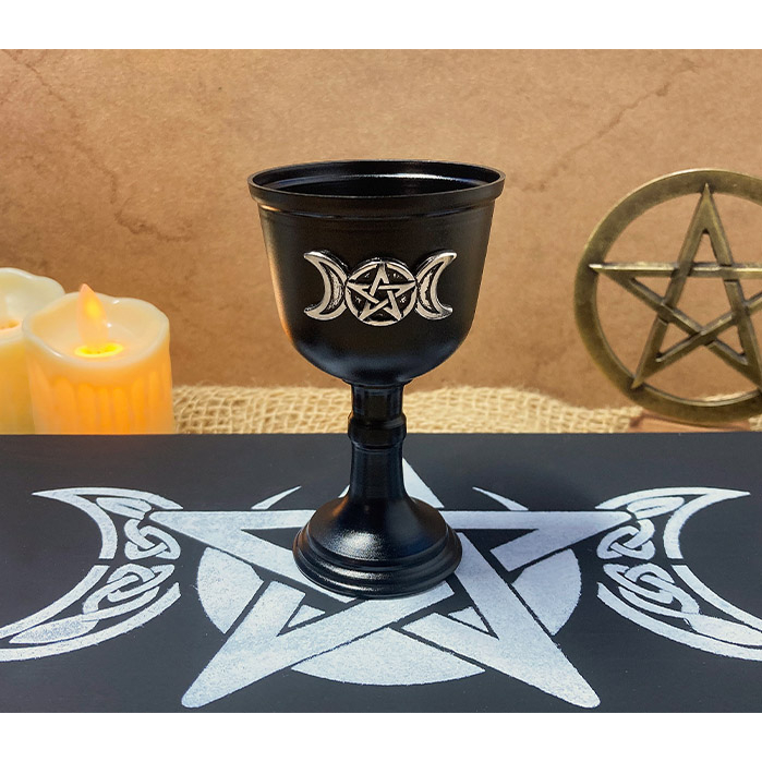 Cálice Pentagrama Triluna Para Rituais E Decoração De Altar Wicca ...