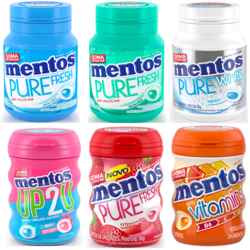 Mentos Pure Fresh Goma de Mascar Sem Açúcar Escolha seu sabor - Garrafa ...