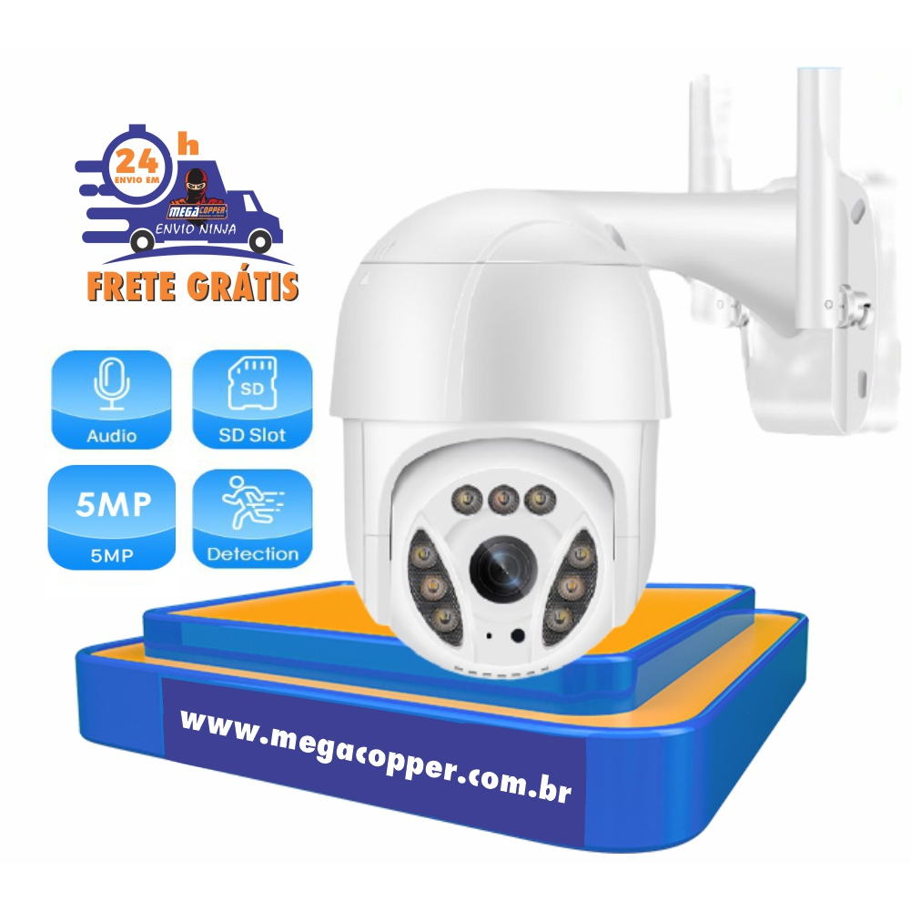 Câmera 5MP Externa IP Wi-fi PTZ 5x Zoom Infravermelho Visão Noturna ...
