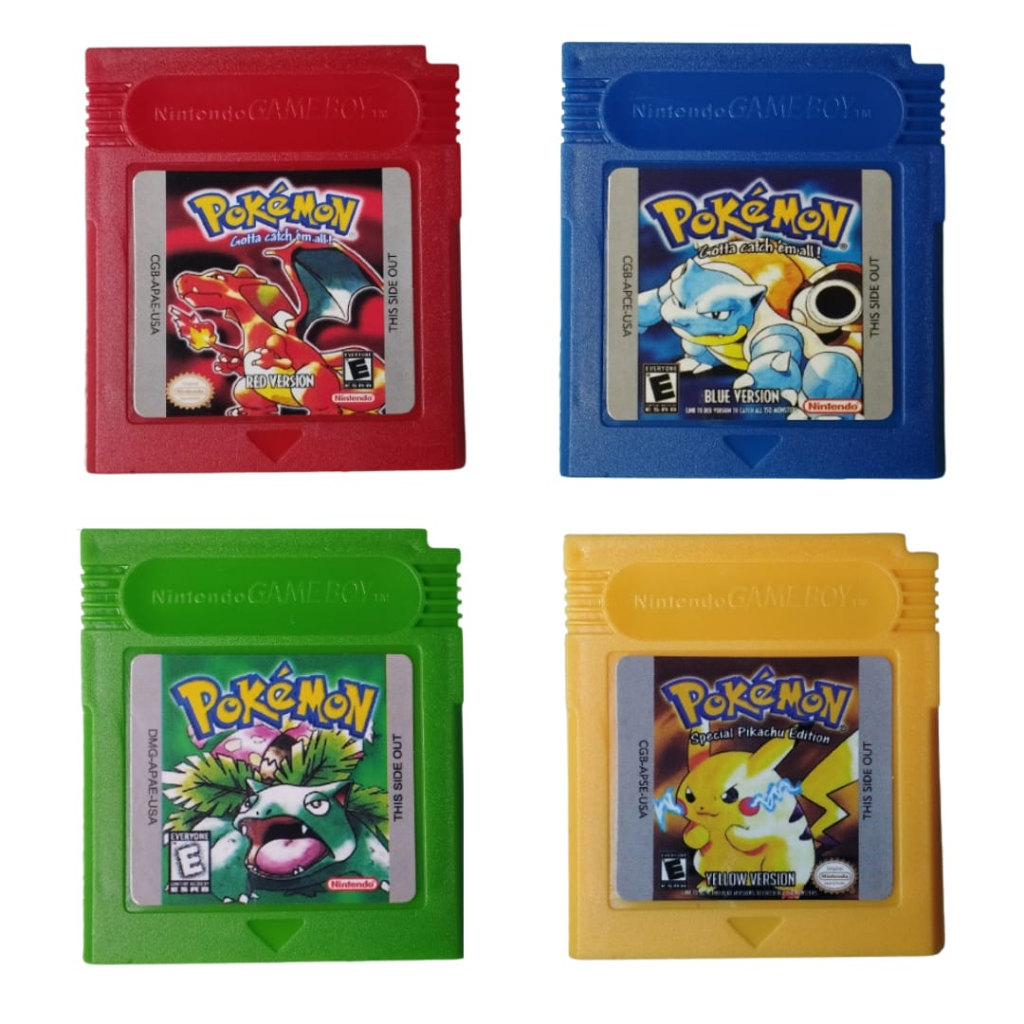 Kit com 4 Jogos Pokémon Blue Red Green e Yellow Pikachu Fitas Cartuchos ...