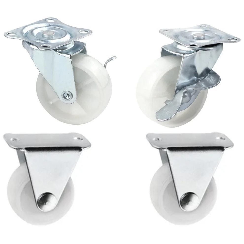 Conjunto com 4 Rodinhas Rodizio Reforçada Giratórias E Fixa Rodas ...
