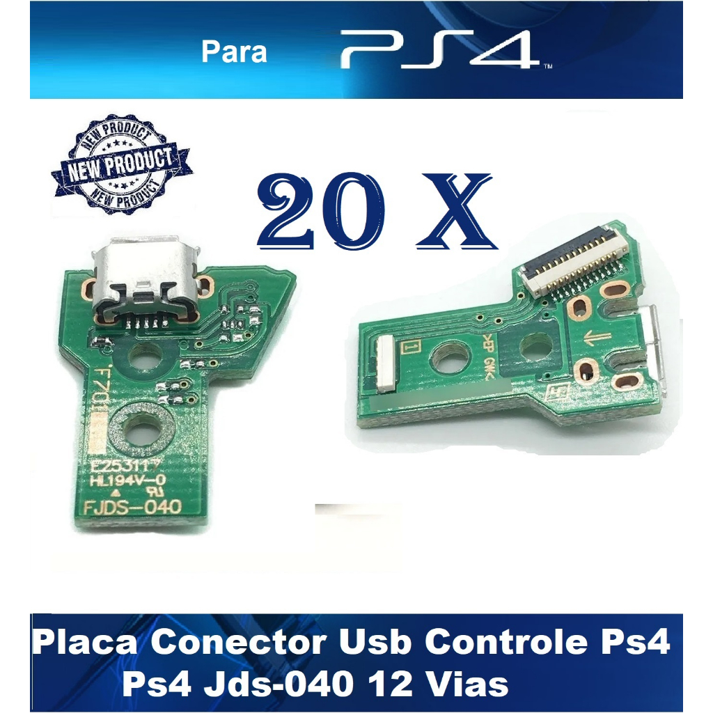 20 X Placa Conector Usb Controle Para Ps4 Jds-030 (233) | Shopee Brasil