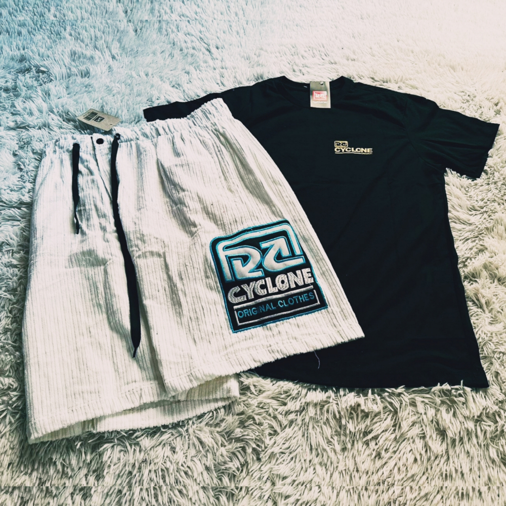 Kit Bermuda Cyclone Veludo Branca e Camiseta Mandrake | Shopee Brasil