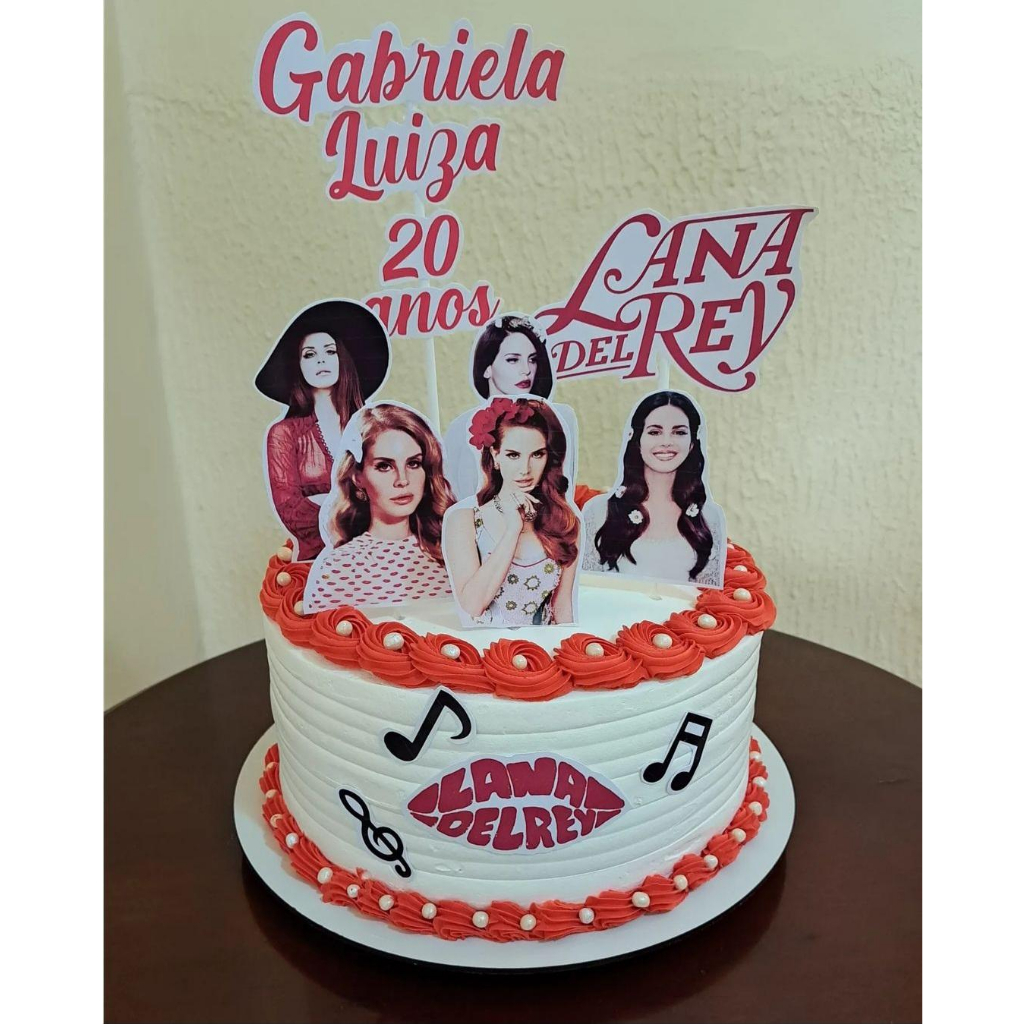 Topo Topper de bolo Lana Del Rey personalizado com nome e idade ...