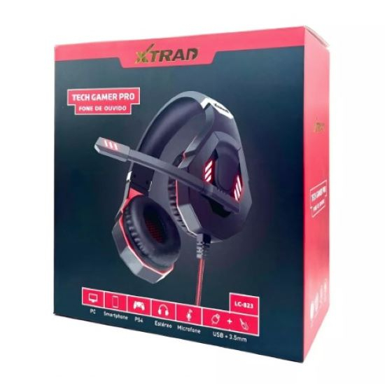 Headset Fone de ouvido Tech Gamer Pro com Led Profissional LC-823 XTRAD ...