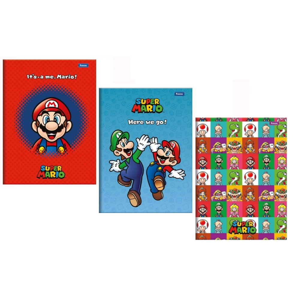 Caderno Brochura Grande 80 Folhas Super Mario Foroni | Shopee Brasil