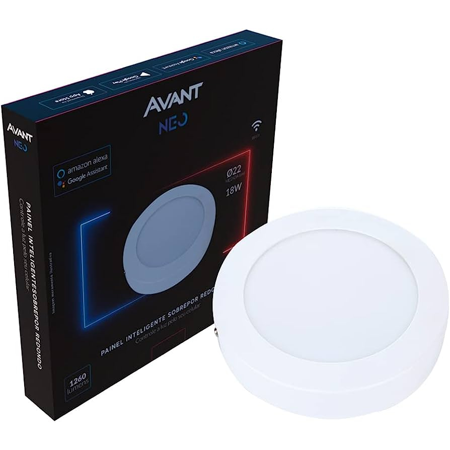 Plafon LED Painel NEO Redondo Sobrepor 18w Inteligente Smart Wi-FI ...