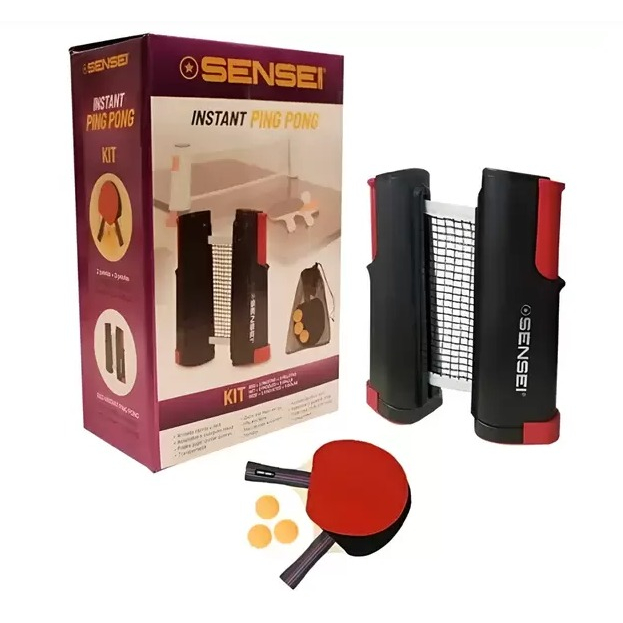 KIT PING PONG REDE + 2 RAQUETES + 3 BOLINHAS SENSEI TÊNIS DE MESA Kit ...
