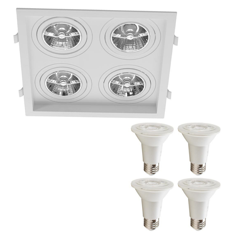 Spot Embutir Quadruplo Recuado SaveEnergy + 4 LED PAR20 ST2843 | Shopee Brasil