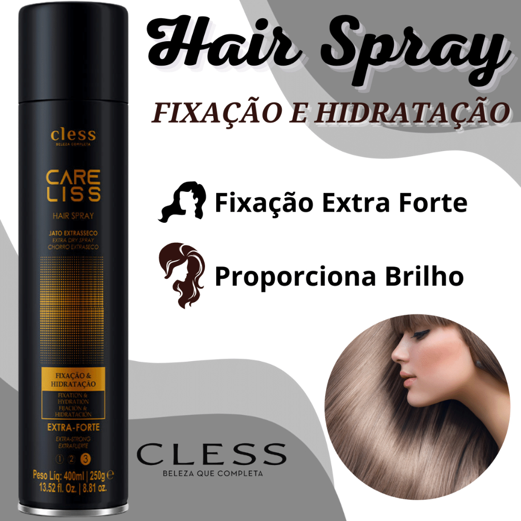 Hair Fixador Extra Forte Care Liss Jato Seco Cless Profissional 400mL ...