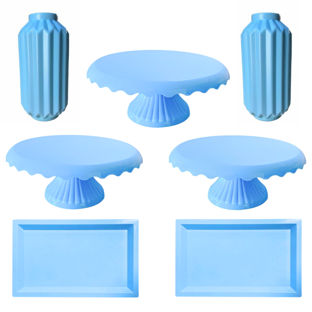 Kit Festa 2 Vaso Elegance + 3 Boleira 22cm + 2 Bandejas Decorativas ...