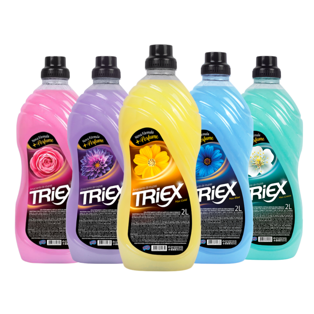 Amaciante Triex 2L 5 Fragrâncias Max Blue Green Pink Purple Gold Linha ...