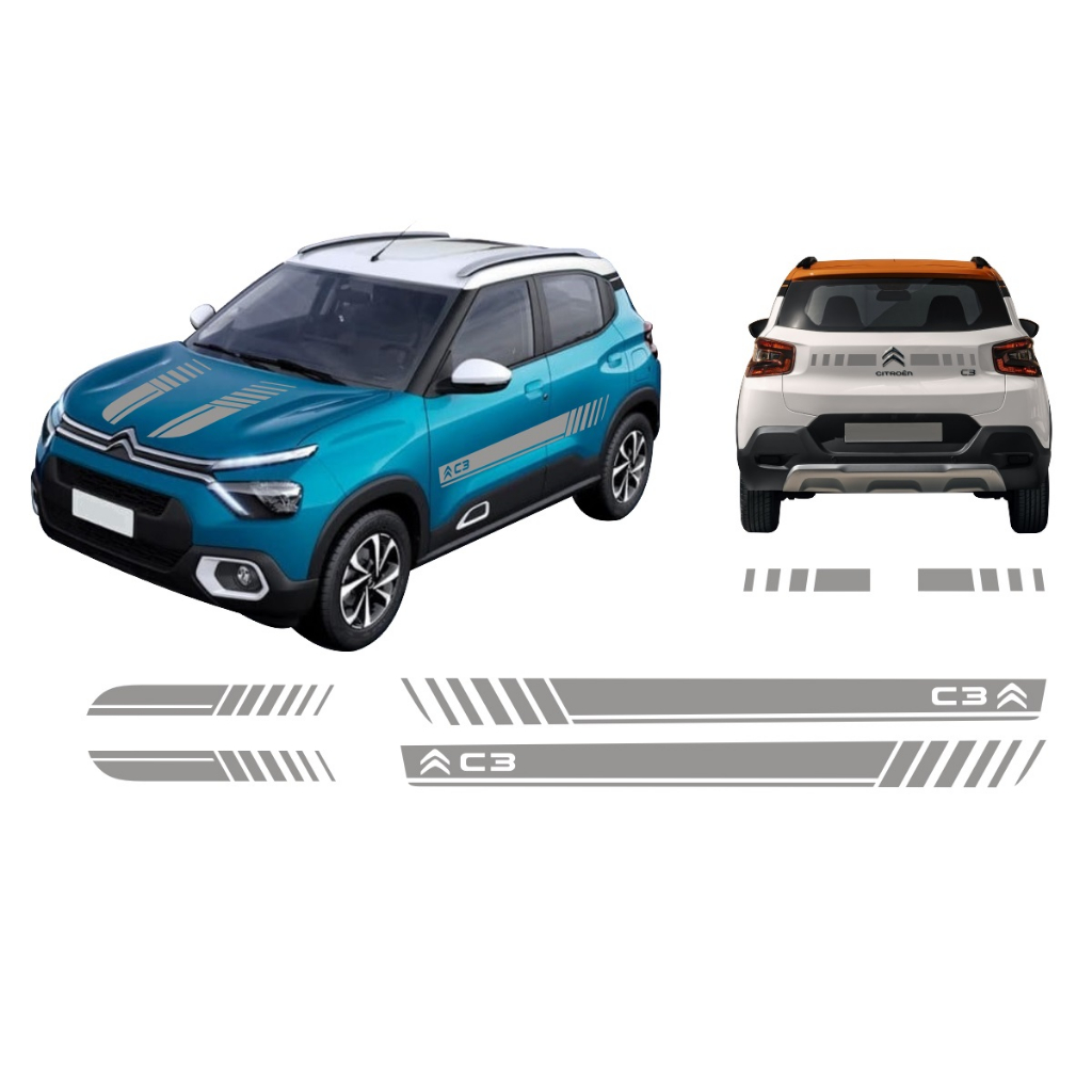 Adesivo Para Citroen Novo C3 Faixas Ca2 E Traseira E C2 Capô Tuning 